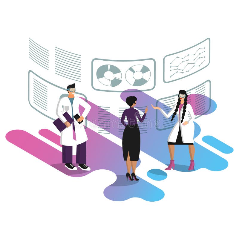 Scientists Discuss Ecology. Chemical Researchers with Investigations ...