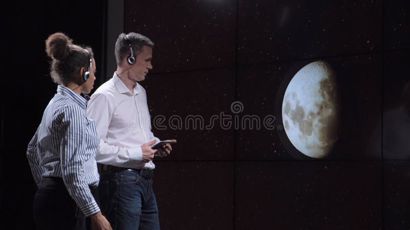 Scientists Discuss Solar Eclipse Shadow on Earth Stock Image - Image of ...