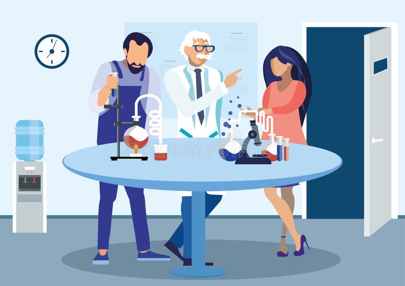 Scientists Discussing Experiment Flat Illustration Stock Vector ...