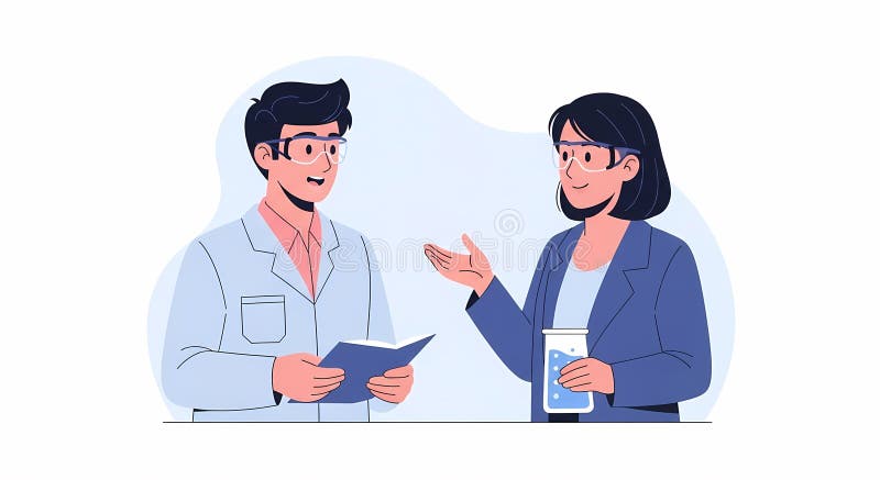 Scientists Discussing Research Results in Laboratory with Experiment ...