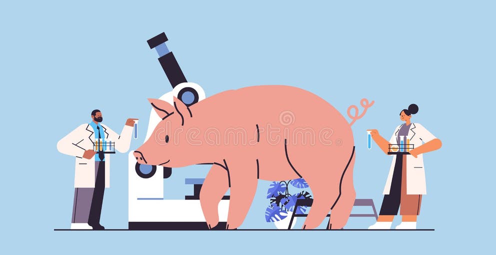 Scientists Doing Experiments in Lab with Animals Veterinary Workers ...