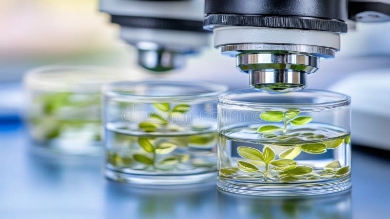 Scientists are Examining Clusters of Green Microalgae in a Laboratory ...