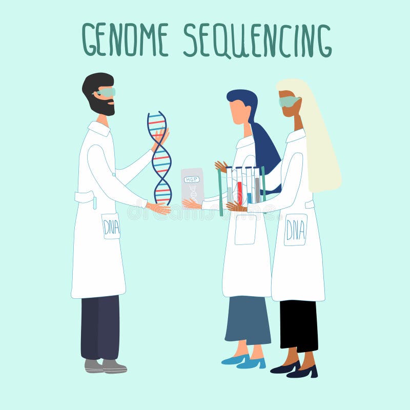 Scientists Exploring DNA Structure by Human Genome Project. Stock ...