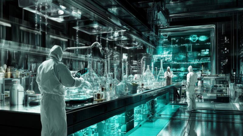 Scientists in a Futuristic Sterile Lab Environment Stock Photo - Image ...