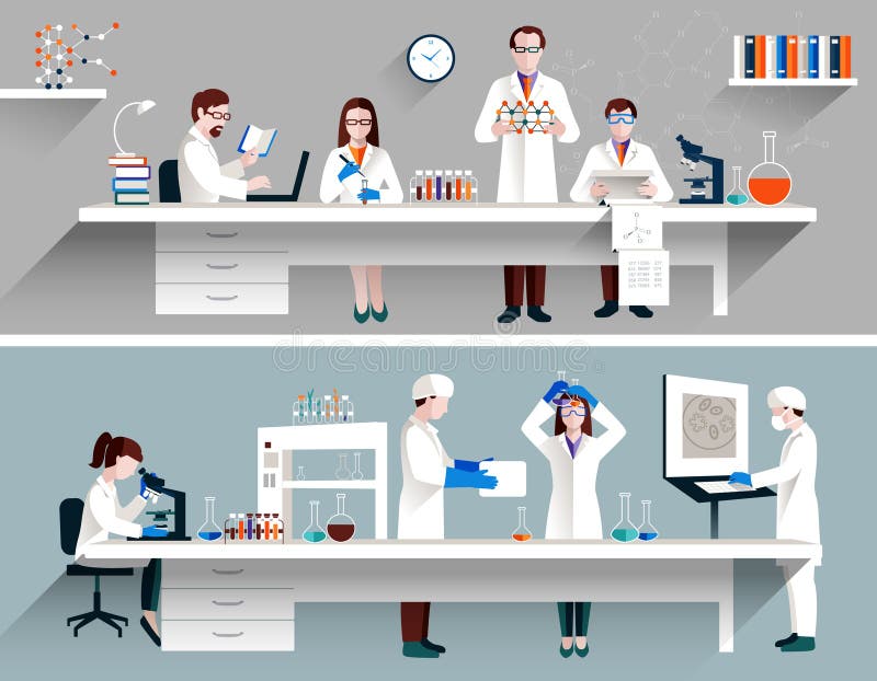 Scientists in Lab Concept stock vector. Illustration of flat - 49732186 Scientists in Lab Concept stock vector. Illustration of flat - 49732186
