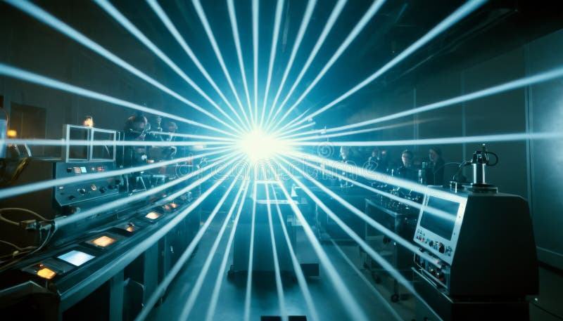 Scientists in Lab with Intense Laser Beam Stock Photo - Image of ...