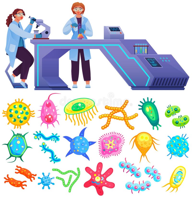 Cartoon Scientists Microbiology Laboratory Stock Illustrations – 567 ...