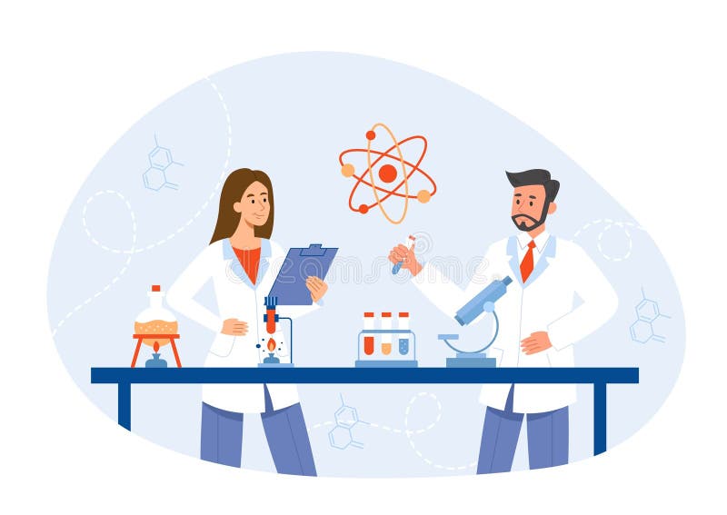 Scientists in laboratory stock vector. Illustration of chemical - 269541589