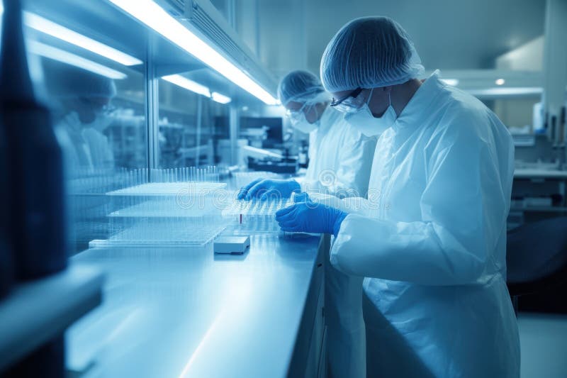 Scientists in Laboratory Performing Research in Sterile Environment ...