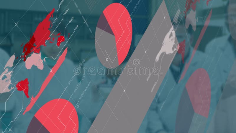 Scientists in Laboratory Working with Global Data Analytics Animation ...