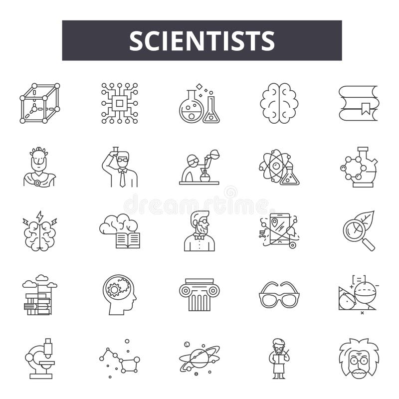 Scientists Line Icons, Signs, Vector Set, Linear Concept, Outline ...