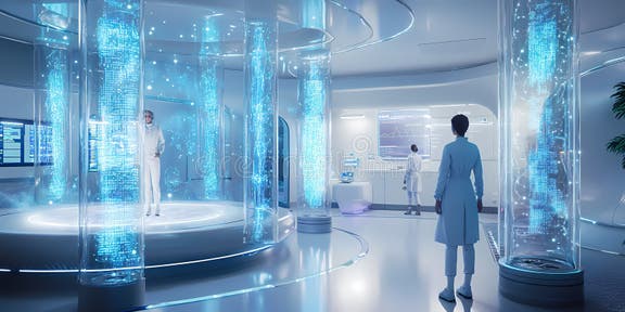 Scientists in a Modern Lab Explore Interactive Data Visualizations ...