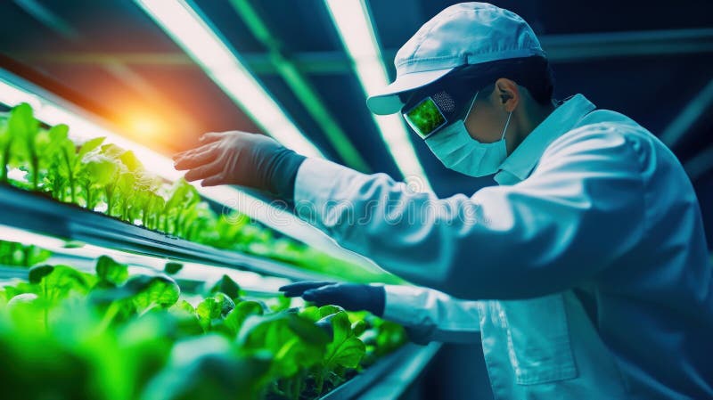 Scientists Monitoring Hydroponic Plants with Advanced Technology Stock ...