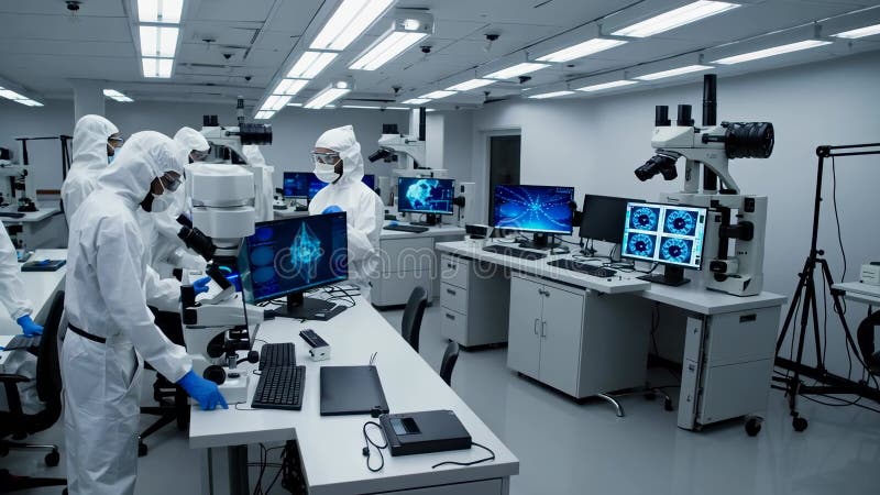 AI Cleanroom with Scientists in Full Gear Stock Video - Video of ...