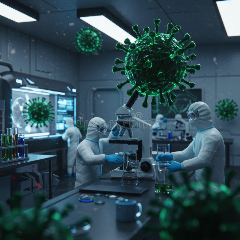 Scientists in Protective Gear Researching Virus in Modern Lab Stock ...