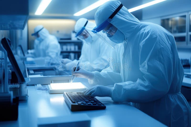 Scientists Cleanroom Lab Conducting Research Stock Photos - Free ...