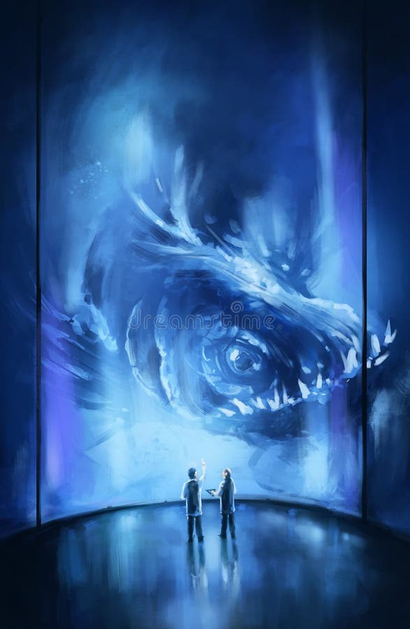 Scientists are Studying Big Fish in the Laboratory Stock Illustration ...