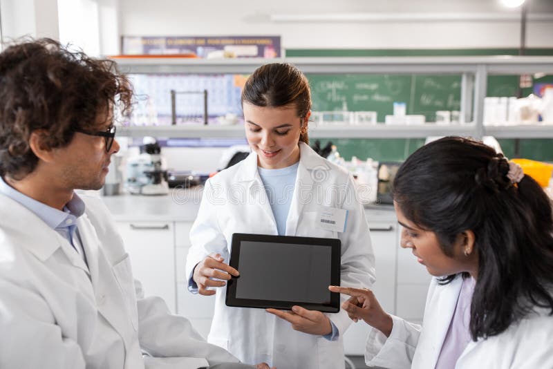 Scientists with Tablet Pc Working in Laboratory Stock Image - Image of ...