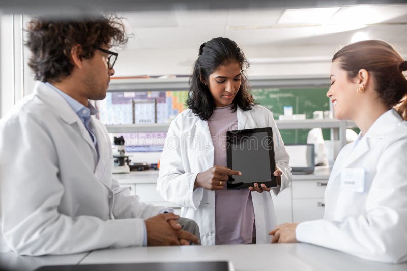 Scientists with Tablet Pc Working in Laboratory Stock Image - Image of ...