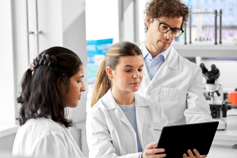 Scientists with Tablet Pc Working in Laboratory Stock Image - Image of ...