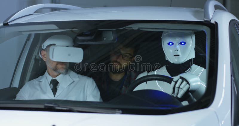 Scientists Testing a Car Driving Robot Stock Footage - Video of vehicle ...