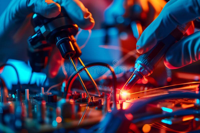 Scientists Testing Equipment Using Microscopes Data Center Generative ...