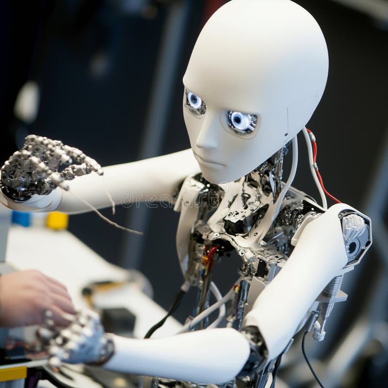 Scientists Testing a Humanoid Robot with Highly Detailed Mechanical ...