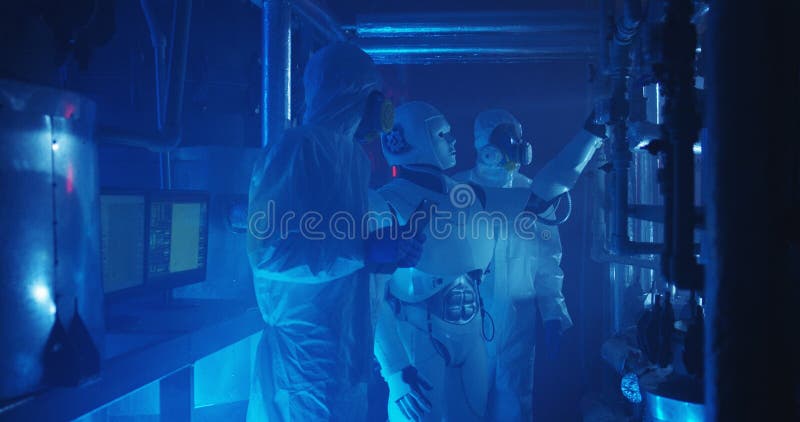 Scientists Testing Humanoid Robot Stock Photo - Image of corridor ...