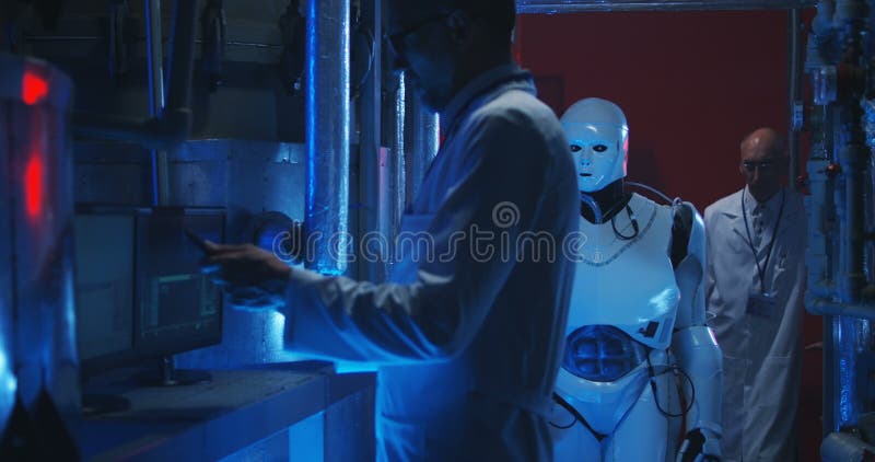 Scientists Testing Robots Stability Stock Video - Video of shoving ...