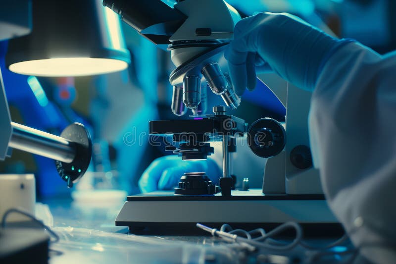 Scientists Testing Samples Using Microscopes in a Data Center ...