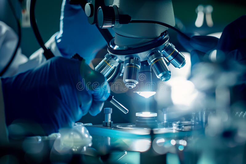 Scientists Testing Equipment Using Microscopes Data Center Generative ...