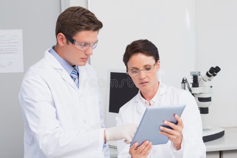 Scientists using tablet stock image. Image of male, experiment - 53056385