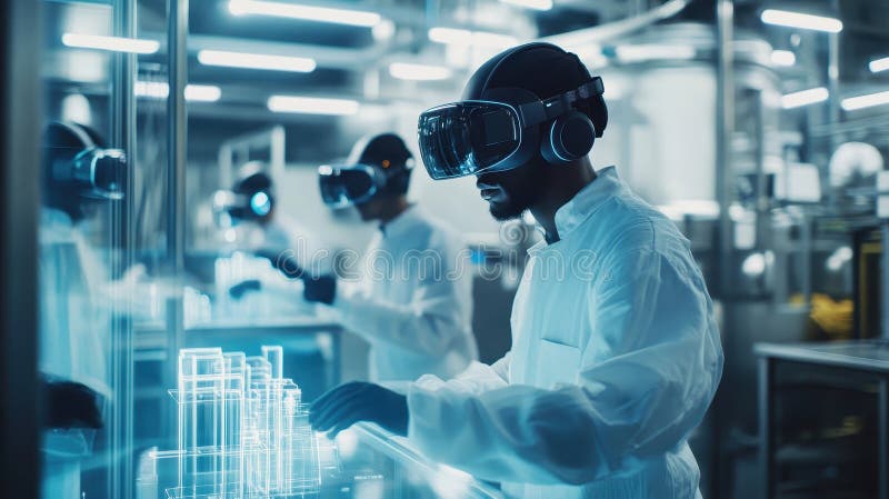 Scientists Using Virtual Reality in a High-tech Laboratory for Research ...