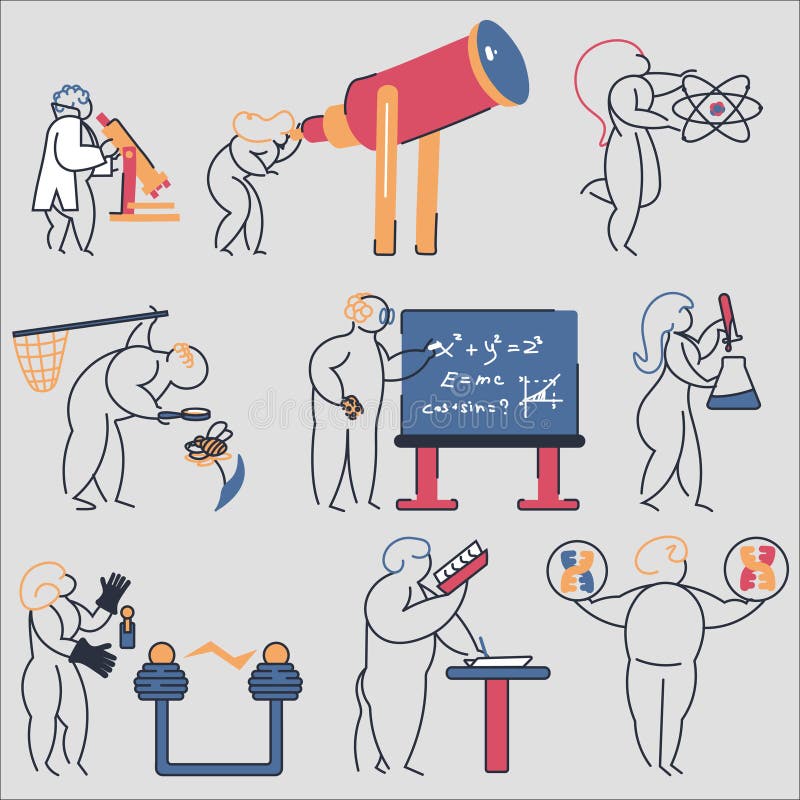 Scientists of Various Professions with Their Instruments and ...