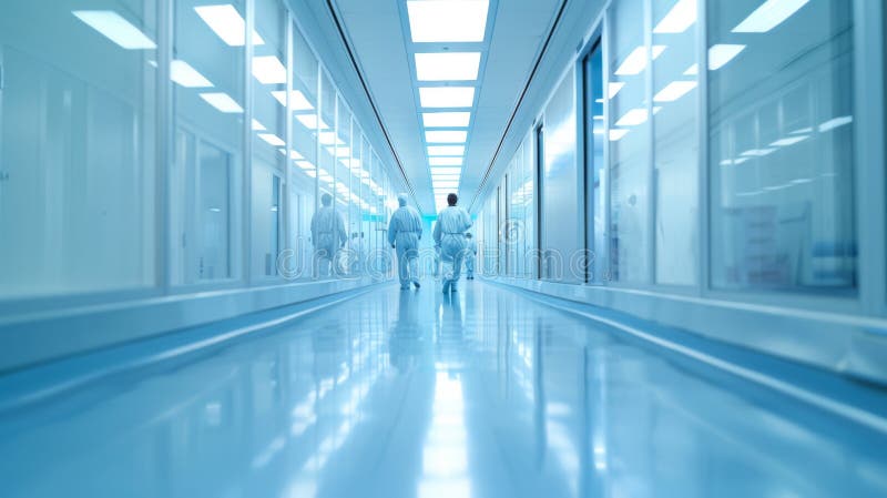Scientists Walking through Lab Corridor.AI Generated Image Stock Image ...