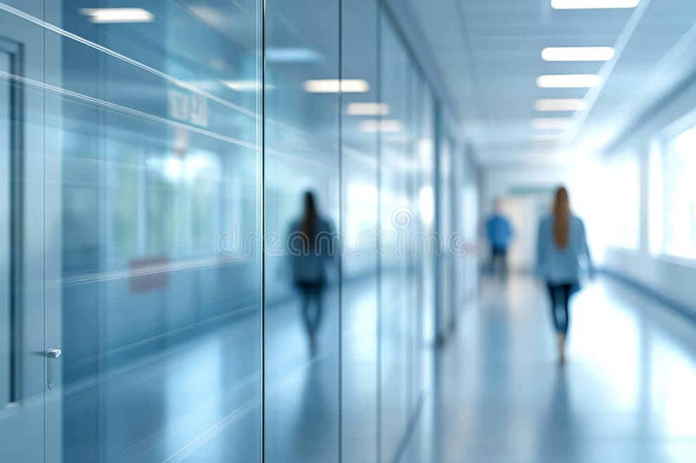 Scientists Walking through Modern Laboratory Corridor Stock ...