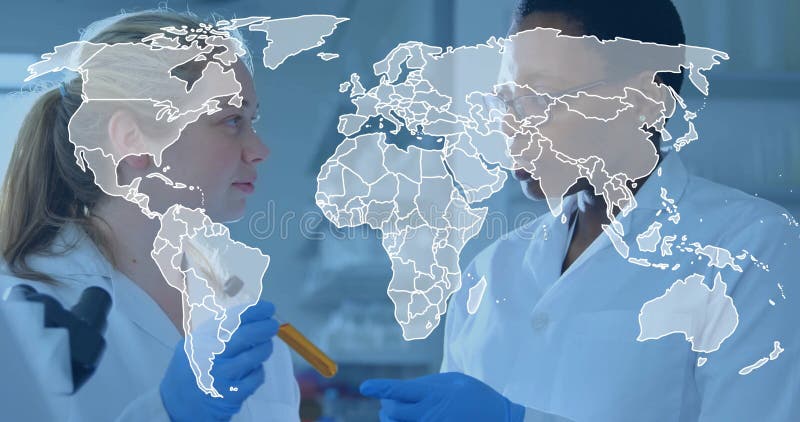 Scientists Wearing Lab Coats Inspecting Test Tube in Lab, with ...