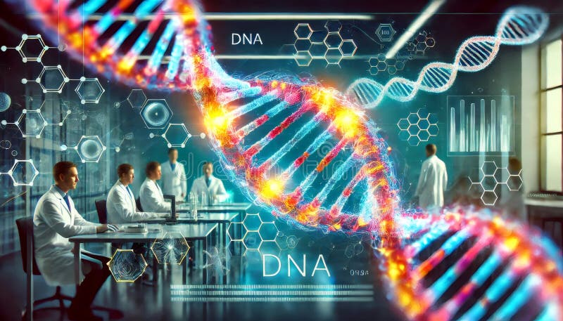 Scientists Working with Dna Structure in Modern Laboratory Stock ...
