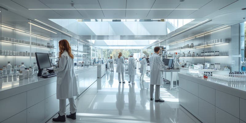 Scientists Working in a Modern, Bright Laboratory with Advanced ...