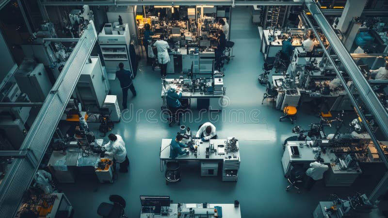 Scientists Working in a Modern Laboratory Setting Stock Illustration ...