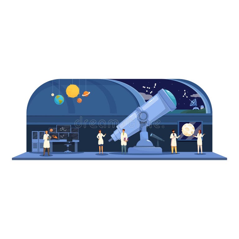 Scientists are Working in an Observatory with a Telescope, Exploring ...