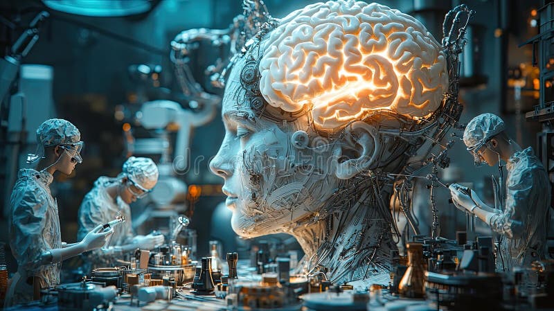 Scientists Working on an Oversized Organic Human Brain. Generative AI ...
