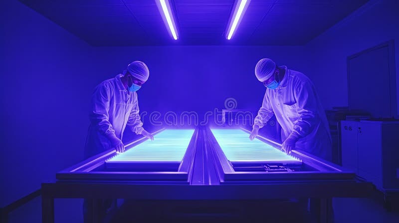 Scientists Working with Ultraviolet Light in a Sterile Laboratory ...