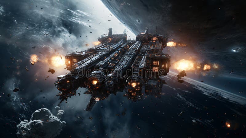 Spaceship Flying in Outer Space and Shooting Lasers in a Battle ...