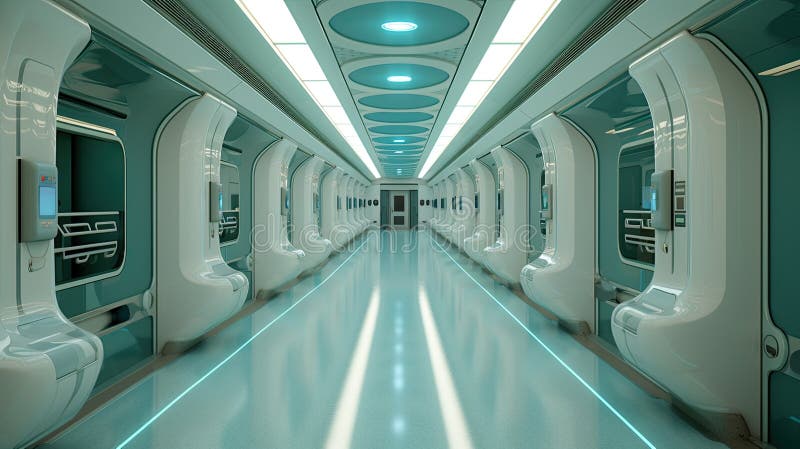 Scifi futuristic corridor. stock illustration. Illustration of building ...