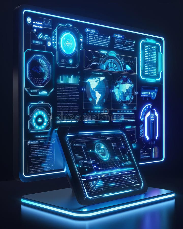 46 Scifi Holographic User Interface Virtual Reality Display 3D Render ...