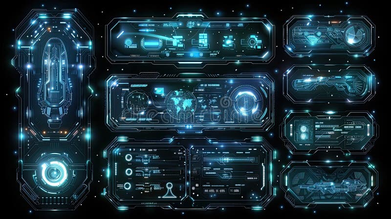 Scifi Interface and Futuristic Hud. Stock Illustration - Illustration ...