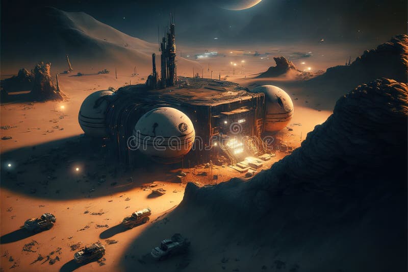 Scifi Moon Base with Futuristic Advance Structure Design on Alien ...