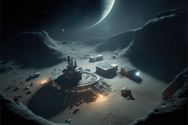 Scifi Moon Base with Futuristic Advance Structure Design on Alien ...