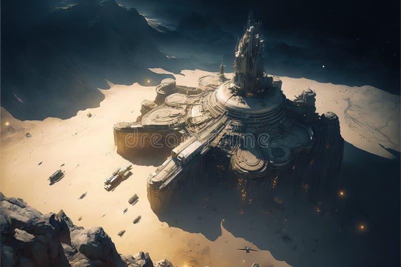 Scifi Moon Base with Futuristic Advance Structure Design on Alien ...